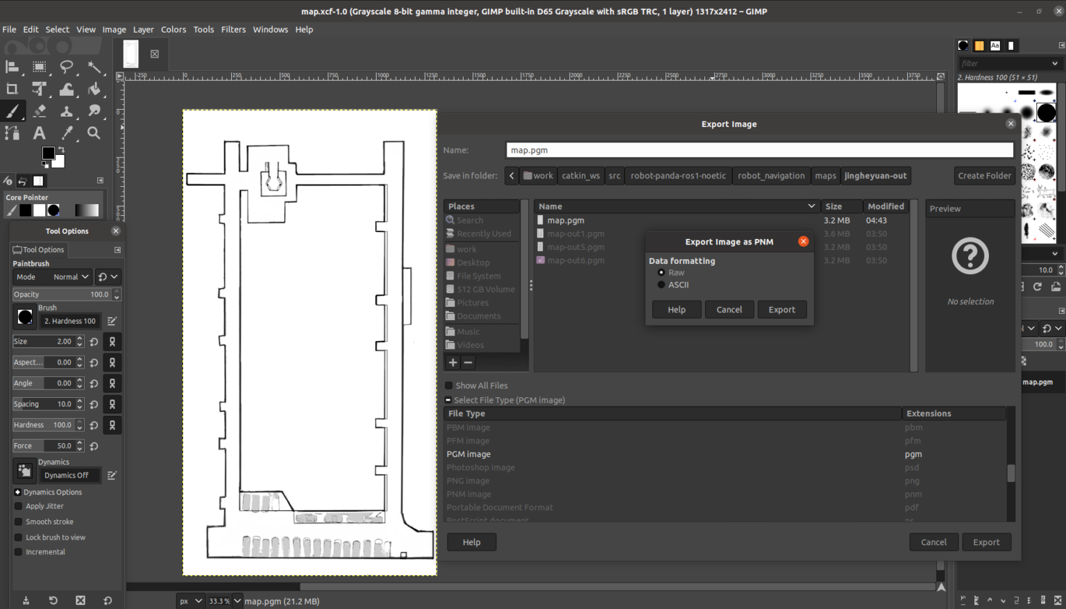 ROS—PGM地图文件的编辑 | 闫金钢的Blog